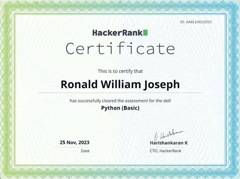 Ronald William Joseph On Linkedin Python Hackerrank Codingjourney Programming