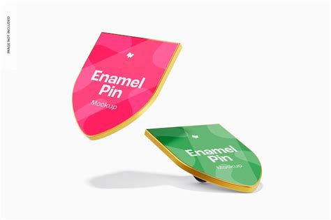 Premium PSD Enamel Pins Mockup Floating And Left View