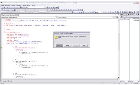 Javascript Debuggen Mit Microsoft Script Editor Im Ie7 Pa Sde