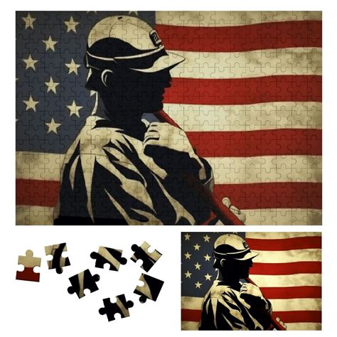 Chilfamy American Flag Wooden Unique Shapes Jigsaw Puzzle Challenging