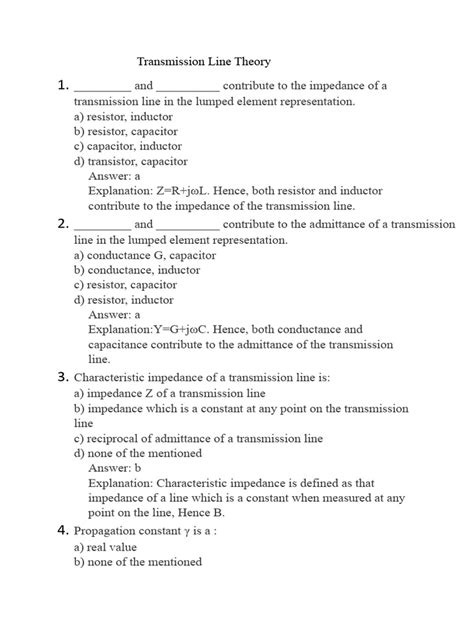 Transmission Line Theory Pdf