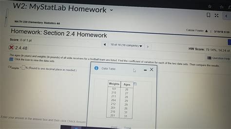 Solved W Mystatlab Homework Math Elementary Statistics Chegg