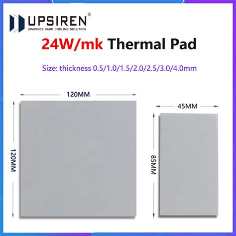 고품질 열 전도성 실리콘 패드 24w Mk 21 W 18w 16w 85x4 5mm 120x120mm Upsiren