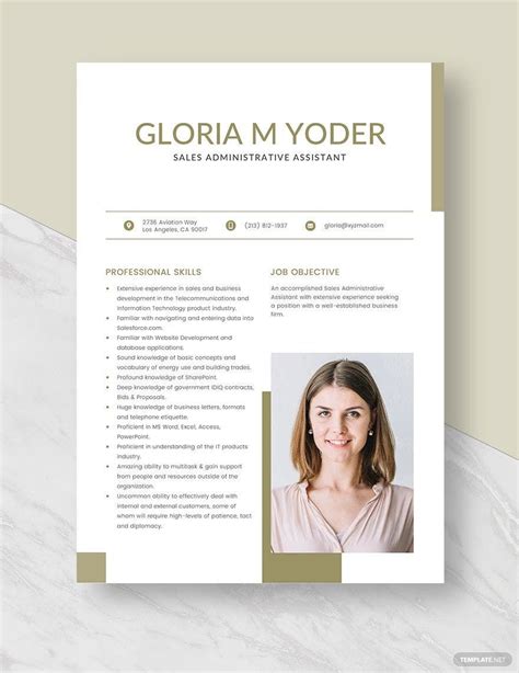 Administrative Sales Assistant Resume In Pages Word Download