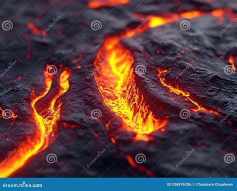 Molten Lava Texture Fiery Volcanic Terrain And Eruption Scene Stock Illustration Illustration