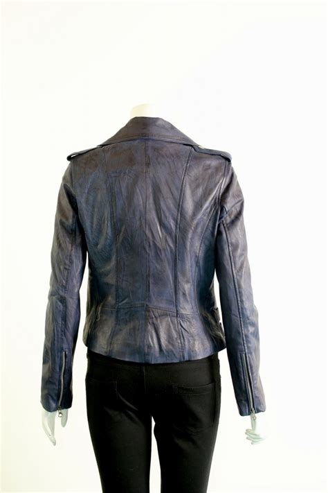 Ladies Leather Biker Jacket Available In Blue Black And Brown Radford Leather Fashions