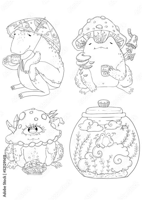 Fancy Coloring Page Frog Coloring Page Digital Art Coloring Page