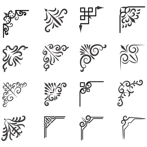 Vector Illustration Of Decorative Corner Frame Set Set Hand Draw Of
