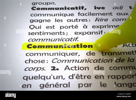 Definition Of The Word Communication Highlighted In Yellow In A