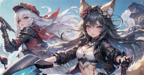 美少女 23次元オオカミバイク部隊ムスメ 幻想世界の娘たちのイラスト Pixiv