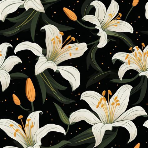 Premium Photo Elegant Lilies In A Simple Pattern Ai Generated