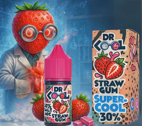 Dr Cool Straw Gum Super Cool 30mlليكود لبان فراوله سوبر ايس Elvape الفيب
