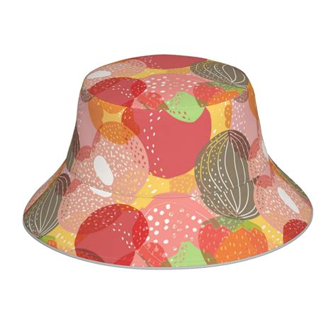 Bucket Hats For Men Woman Colorful Fruit Reflective Brim Reversible