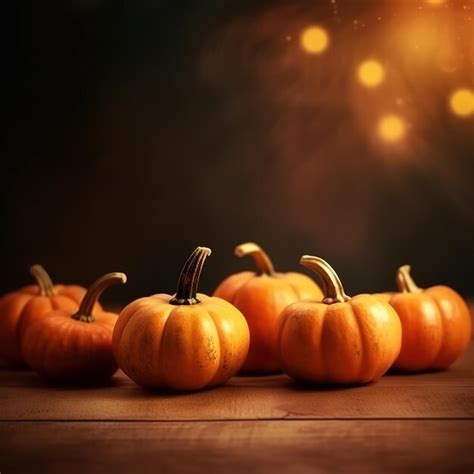 Premium Ai Image A Row Of Pumpkins With A Black Background With A Light Behind Them
