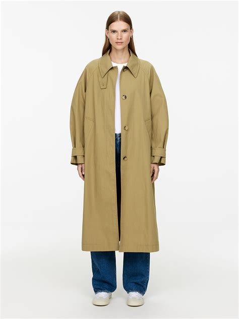 Cotton Blend Trench Coat - Khaki Green - ARKET ES