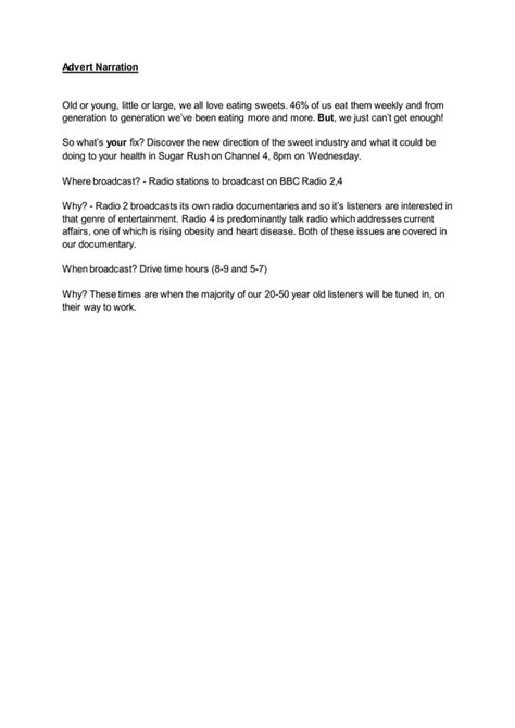 Radio Advert Script And Broadcast Decisions Pdf