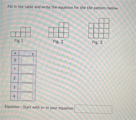 Solved Fill In The Table And Write The Equation For The Tile