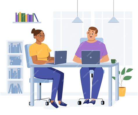 평면 디자인 Coworking 그림 무료 벡터