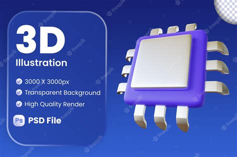 Premium Psd Computer Ic Chip 3d Illustration