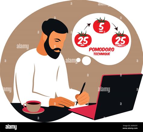 Man Manager Working With Computer Using Time Management Pomodoro