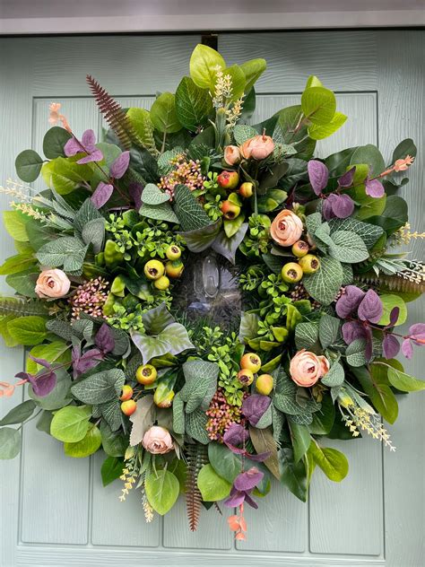 All Year Round Wreath For Front Door Spring Summer Wreath Etsy Uk