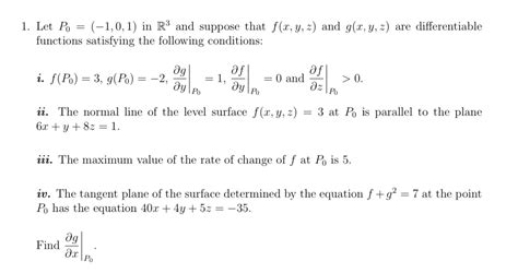 solved let p0 −1 0 1 in r3 and suppose that f x y z and