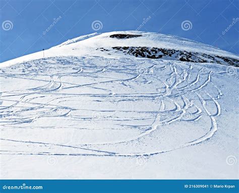 Sports And Recreational Ski Slopes Above The Glacier Du Sex Rouge