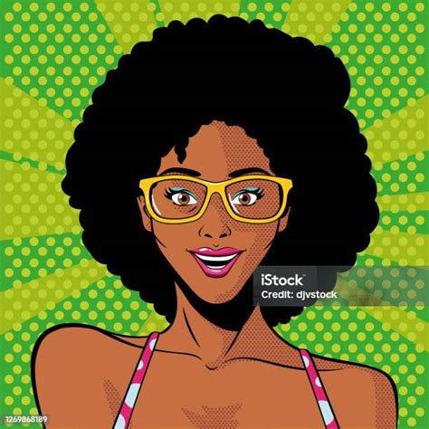 안경 팝 아트 스타일아프로 여자 얼굴 관능에 대한 스톡 벡터 아트 및 기타 이미지 관능 광고 나이 Istock