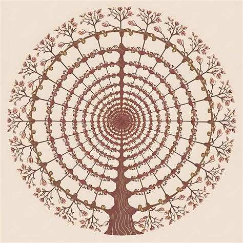 Circular Tree Illustration With Spiraling Branches Premium Ai Generated Vector