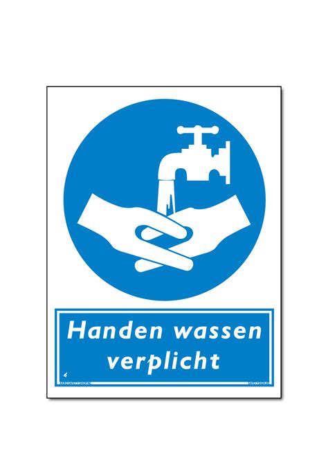 Handen Wassen Verplicht Bord Sticker Duurzaamheid En Kwaliteit