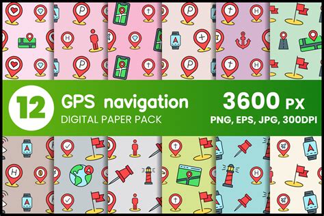 gps navigation digital paper set graphic by fromporto · creative fabrica