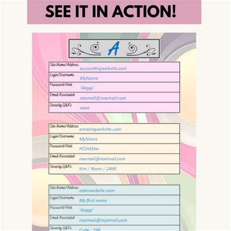 Password Keeper Printable Fillable Log Tracker Organizer Websites Usernames Journal