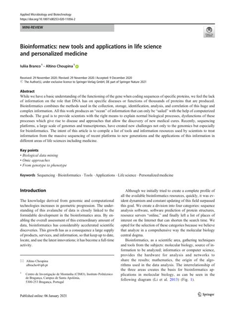 article bioinformaticsnewtoolsandappli pdf bioinformatics dna