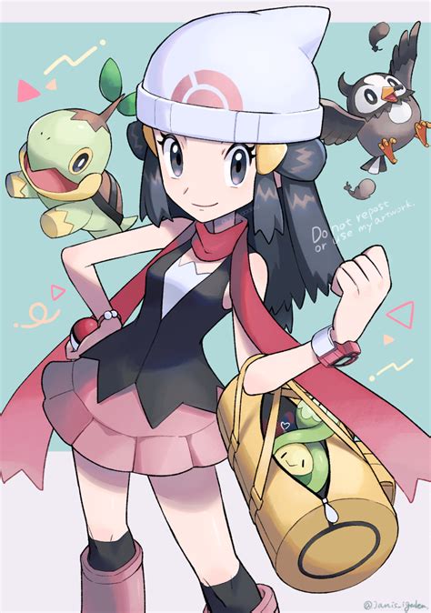 Dawn Turtwig Budew And Starly Pokemon And More Drawn By Janis Hainegom Danbooru