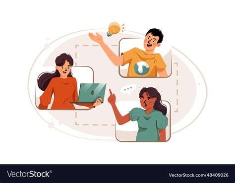 Coordinate Relationship Between Work People Vector Image