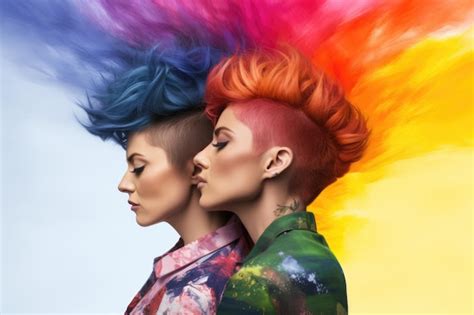 Premium Photo Vivid Hair Color And Creative Style Portrait