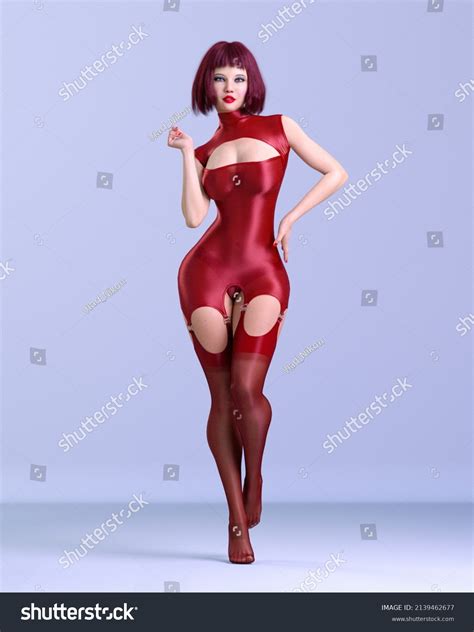 D Render Beautiful Sexy Woman Red Stock Illustration Shutterstock
