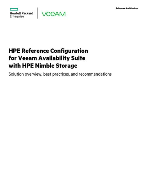 Hpe Reference Configuration For Veeam Availability Suite With Hpe