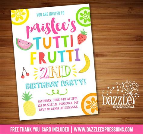 Paper Party Supplies Paper Invitations Fruit Birthday Invitation