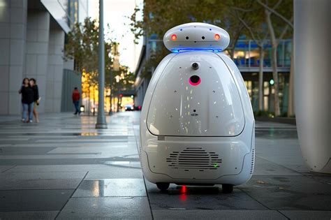 autonomous robot patrolling security perimeters premium ai generated