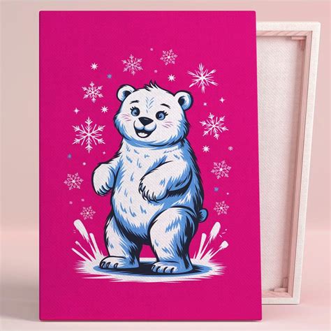 Playful Polar Bear Winter Wonderland Art Poster Or Canvas Wall Art For