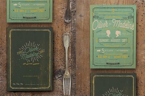 Vintage Hand Lettering Wedding Invitation By Bluerobindesignshop