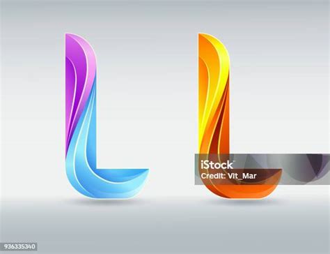 크리에이 티브 꼬인된 편지 L 추상 3d 폰트입니다 카라멜 그리고 자외선 0명에 대한 스톡 벡터 아트 및 기타 이미지 0명