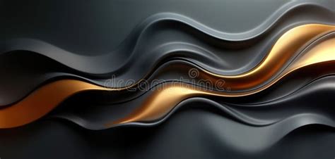 Abstract Modern Design With Flowing Dark Gold Waves Sleek Futuristic Look Luxurious Liquid