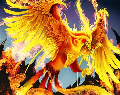 Hd Wallpaper Fantasy Animals Phoenix Artistic Bird Cloud Colorful