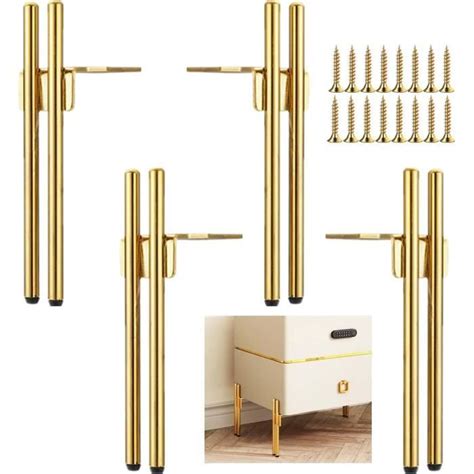 KMERCE 4 Pieds de Meubles Metal Doré Design Pied Canapé de Rechange