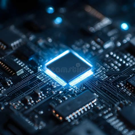 Central Processing Unit Cpu Glowing Processor On Circuit Board Artificial Intelligence And