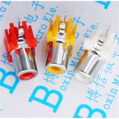 Rca插座 2腳3腳 Av同芯插座 Pcb焊接式音頻頻道蓮花座 Av 8 4 5 黃色 白色 紅色2腳3腳蓮花座插座 連 蝦皮購物