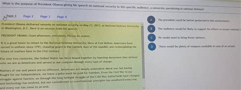 What Purpose President Obama Giving Speech National Security Specific