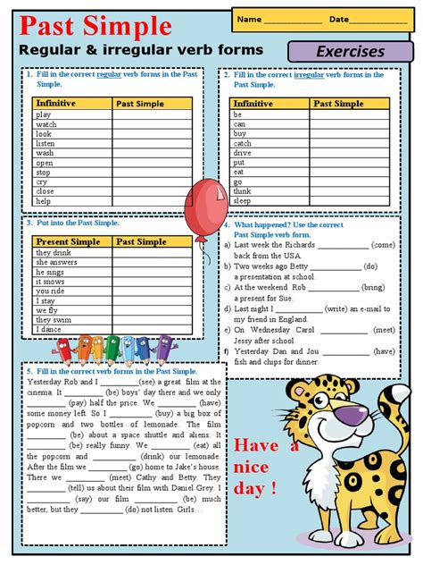 Past Simple Verb Forms Exercises Pdf Language Arts And Discipline